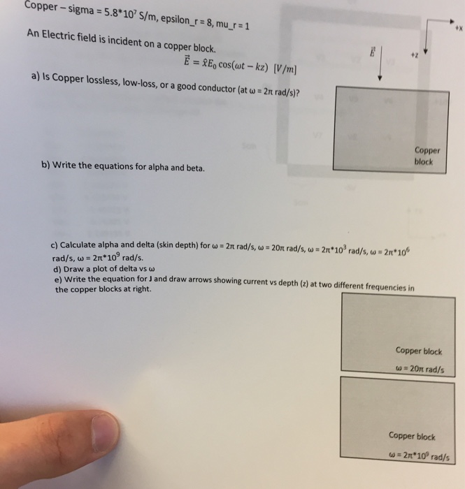 Solved Copper-sigma- 5.8*10' S/m, epsilon_r8, mu_r-1 An | Chegg.com