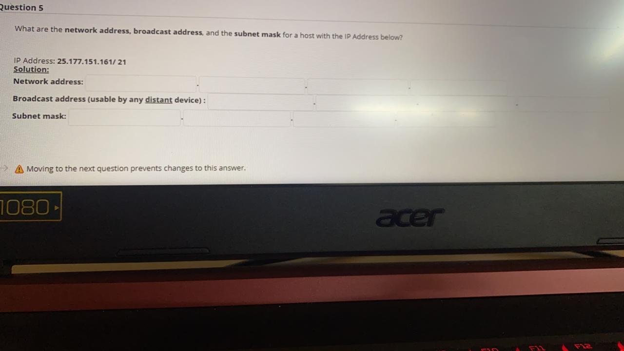 Solved Ruestion 5 What are the network address, broadcast | Chegg.com