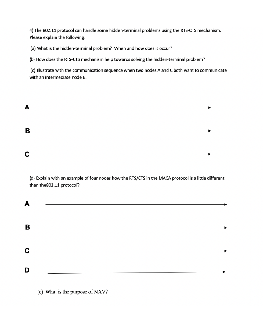 Solved 4) The 802.11 protocol can handle some | Chegg.com