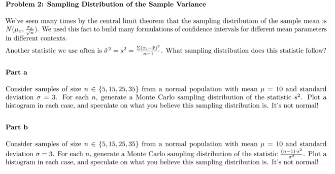 Solved Problem 2: Sampling Distribution of the Sample | Chegg.com