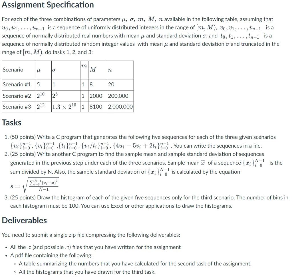 Assignment Specification For each of the three | Chegg.com
