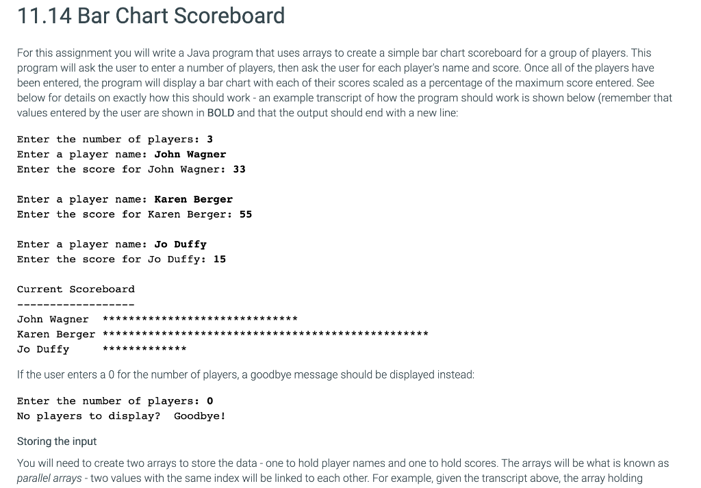 Solved 11.14 Bar Chart Scoreboard For this assignment you | Chegg.com