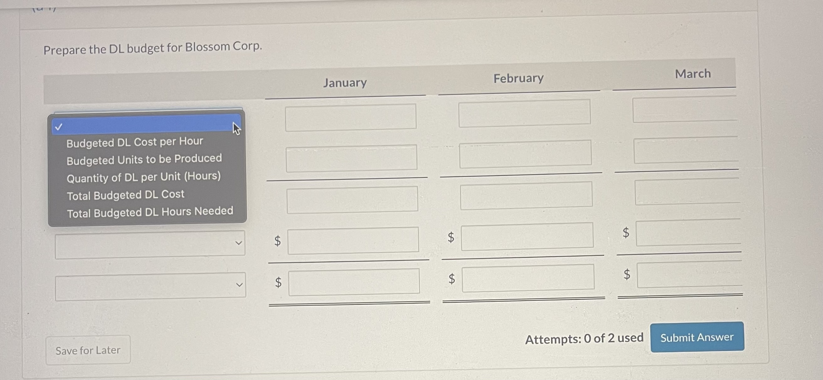Prepare the schedule of COGS for Blossom's first | Chegg.com