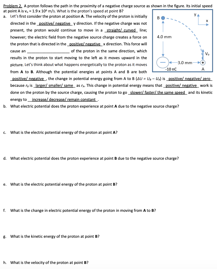 Solved Problem 2. A proton follows the path in the proximity | Chegg.com