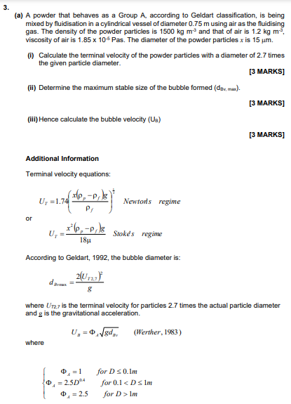 Solved 3. (a) A powder that behaves as a Group A, according | Chegg.com