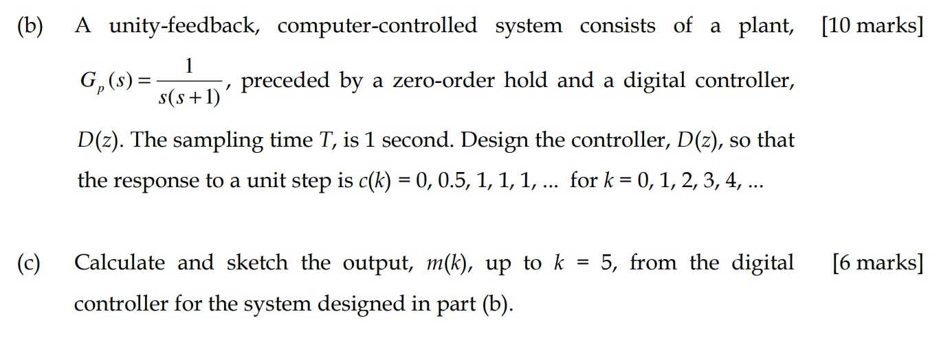 Solved A unity-feedback, computer-controlled system consists | Chegg.com