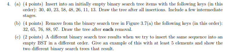 Solved . (a) (4 points) Insert into an initially empty | Chegg.com