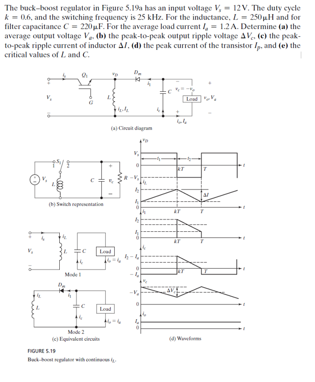 Solved The buck-boost regulator in Figure 5.19a has an input | Chegg.com