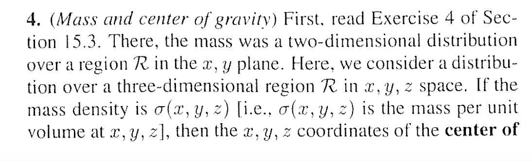 Solved 4. (Mass and center of gravity) First. read Exercise | Chegg.com
