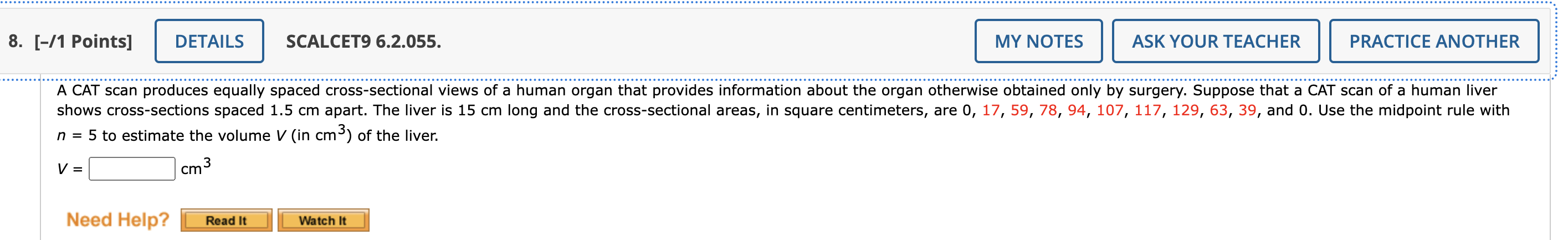Solved [-/1 Points] SCALCET9 6.2.055. A CAT scan produces | Chegg.com
