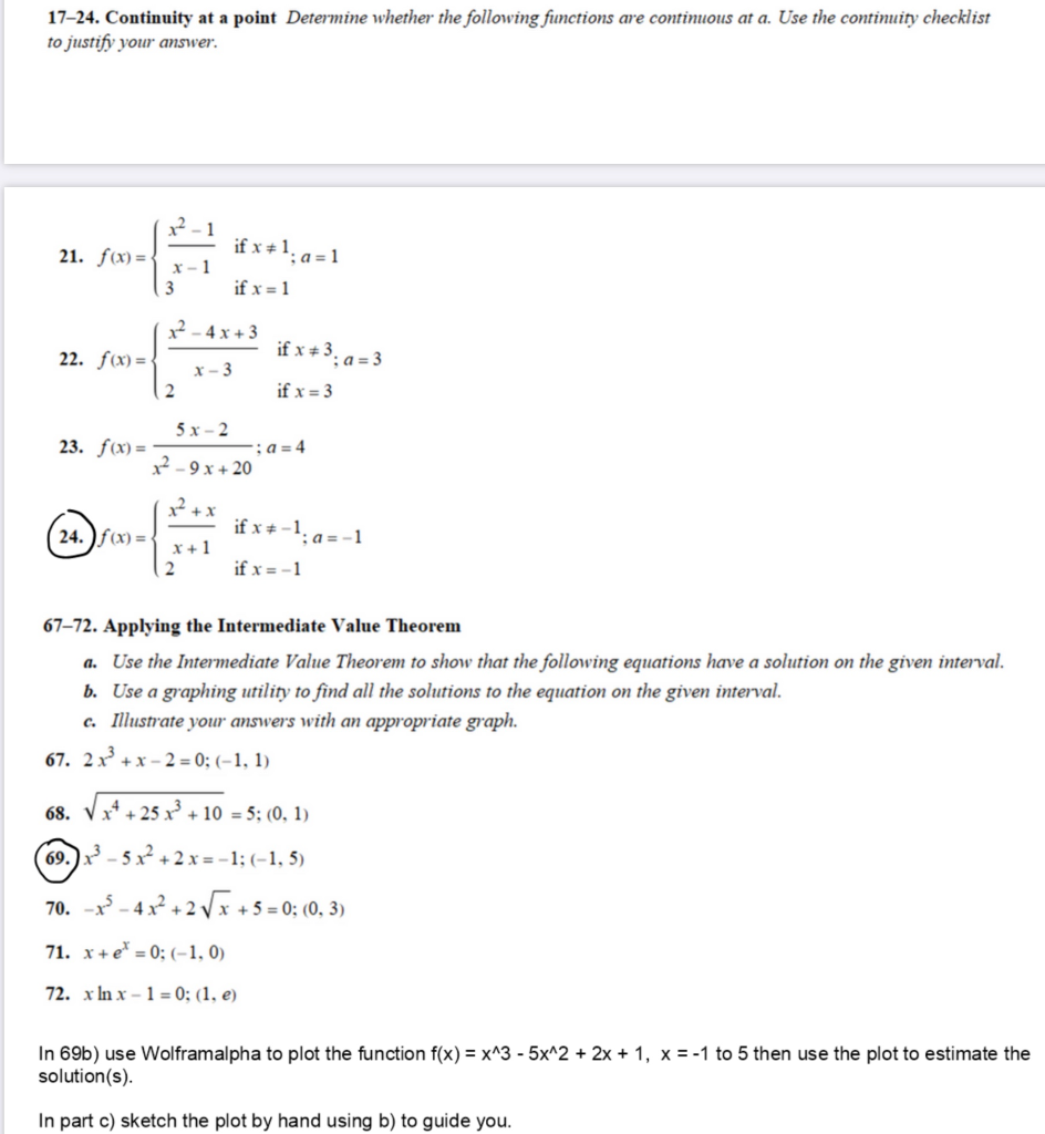 Solved 17 24 Continuity At A Point Determine Whether The