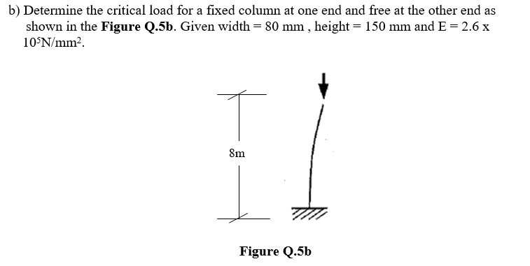 Solved b) Determine the critical load for a fixed column at | Chegg.com