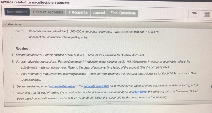 Solved Entries related to uncollectible accounts | Chegg.com