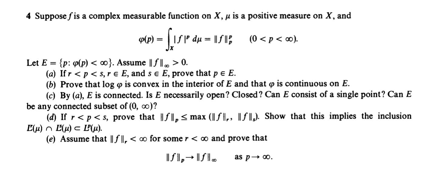 4 Suppose F Is A Complex Measurable Function On X μ