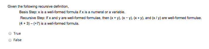 Solved Given the following recursive definition Basis Step: | Chegg.com