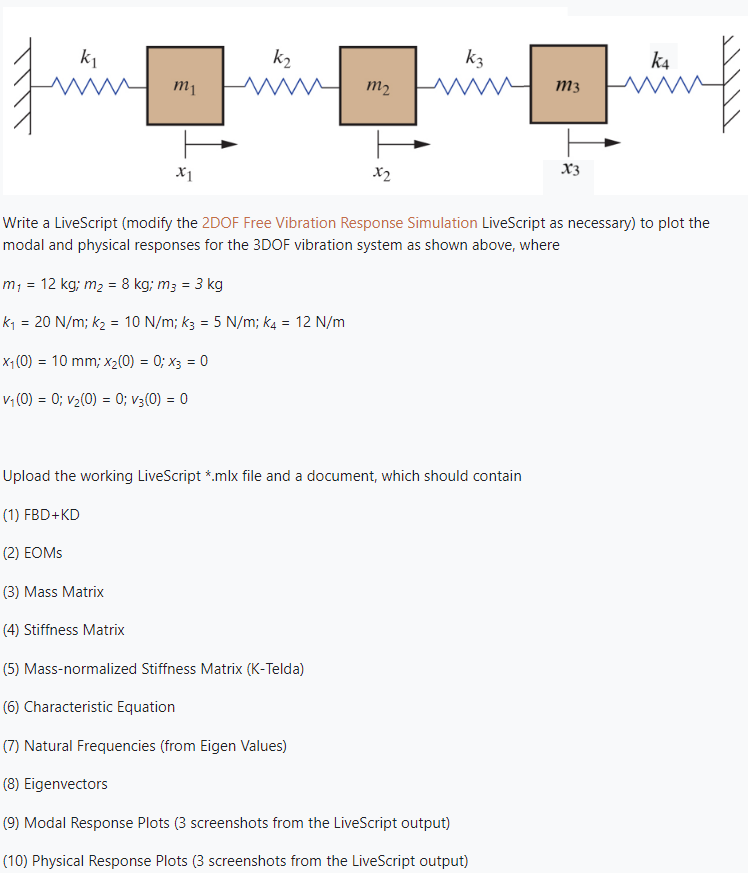 Solved Write a LiveScript (modify ﻿the 2DOF Free Vibration | Chegg.com