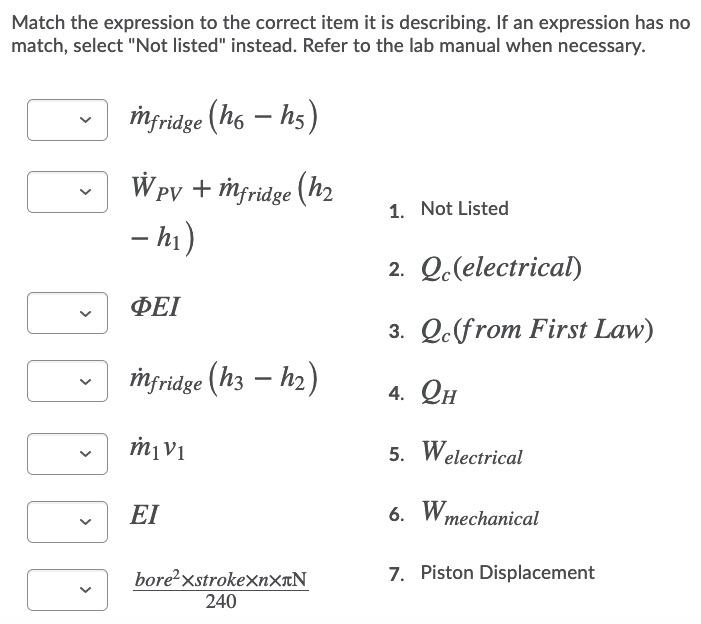 Solved Match the expression to the correct item it is | Chegg.com