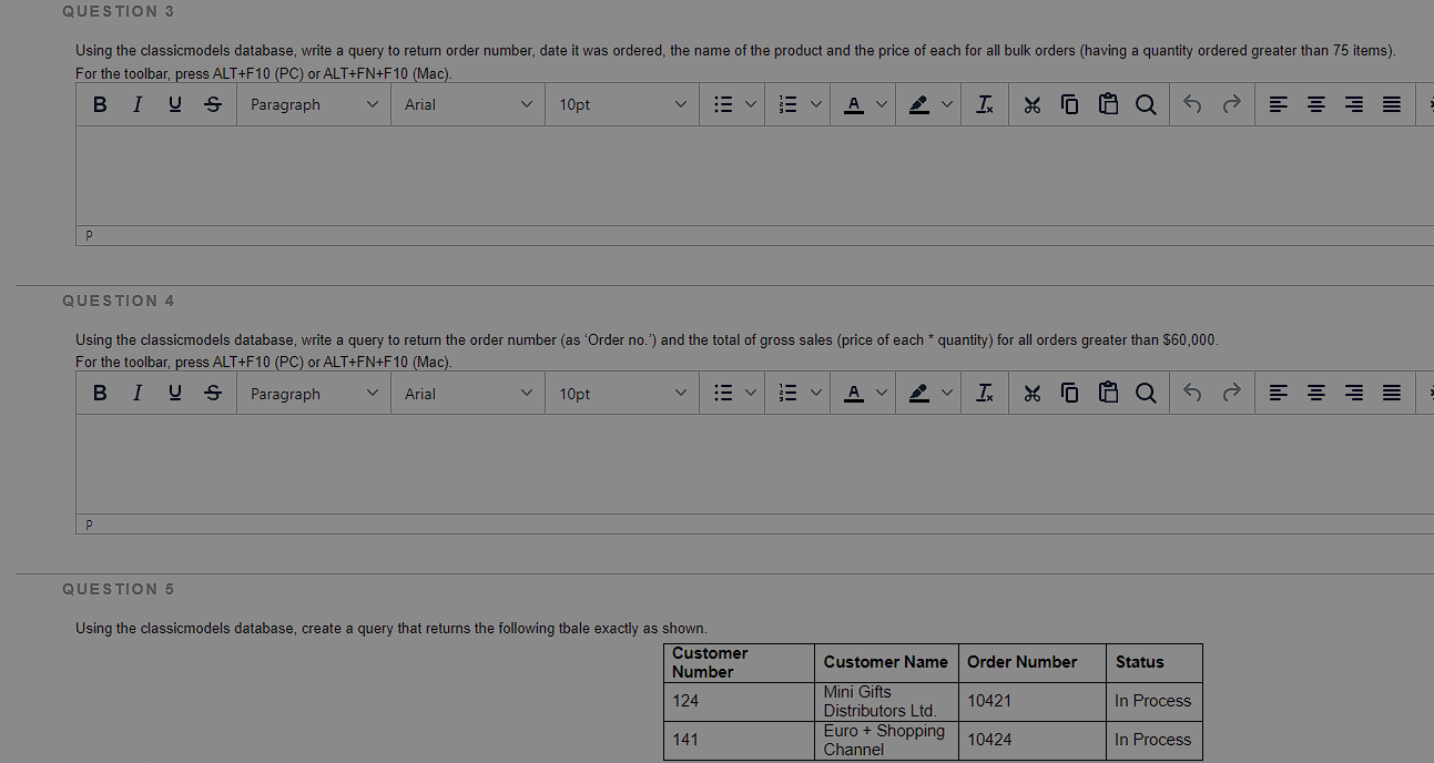 Solved Using The Classicmodels Database Create A Query That 4503
