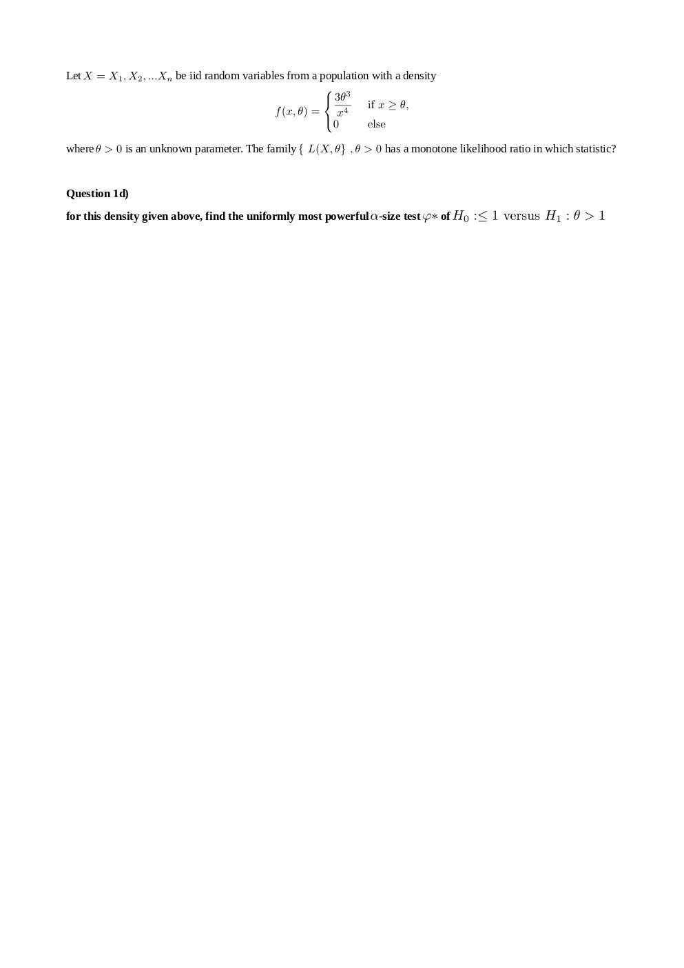 Solved Let X = X₁, X2,...X₁ be iid random variables from a | Chegg.com