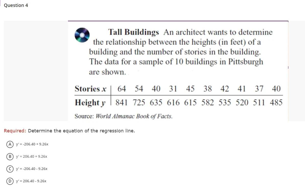 Solved Tall Buildings An architect wants to determine the | Chegg.com