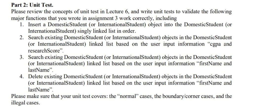 Part 2: Unit Test Please review the concepts of | Chegg.com