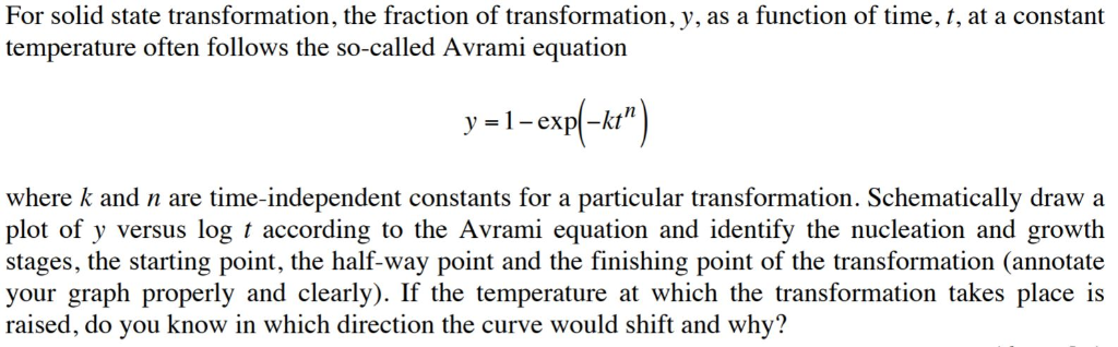 Solved For solid state transformation, the fraction of | Chegg.com