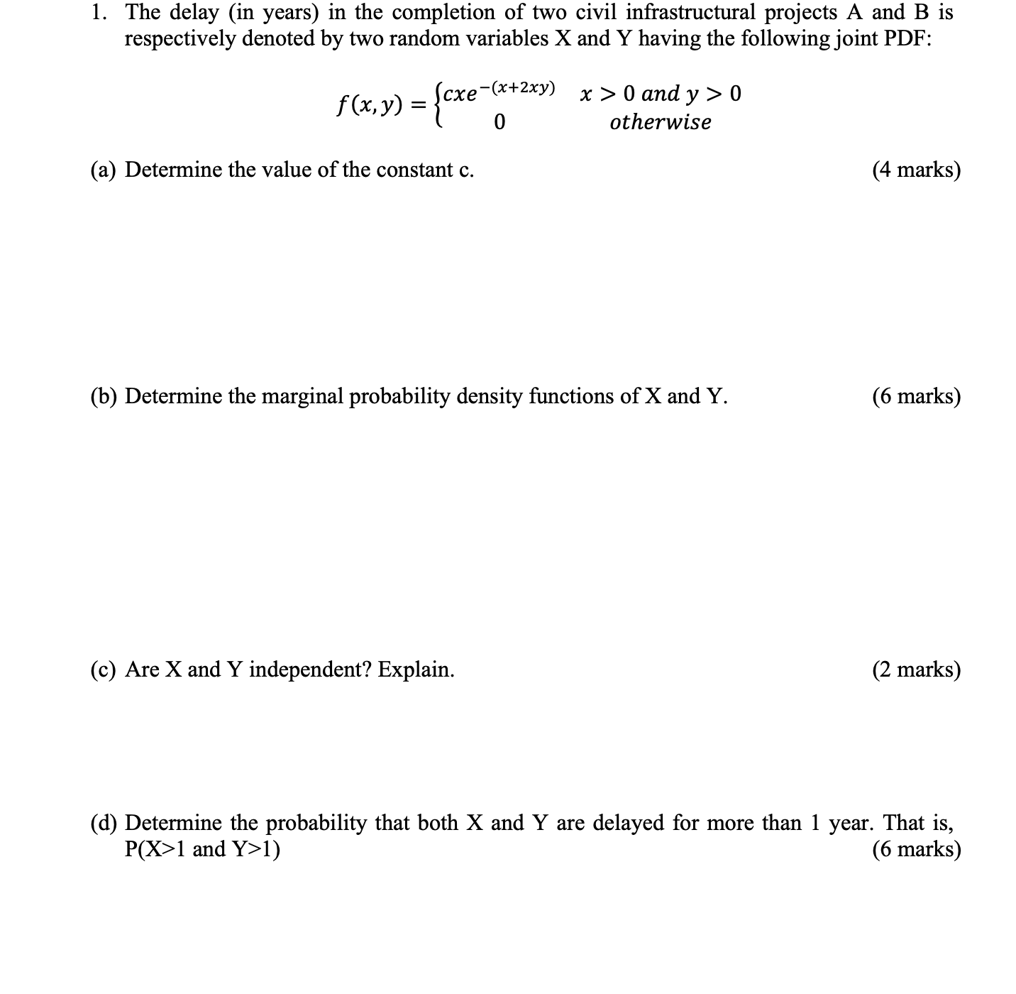 Solved 1. The delay (in years) in the completion of two | Chegg.com