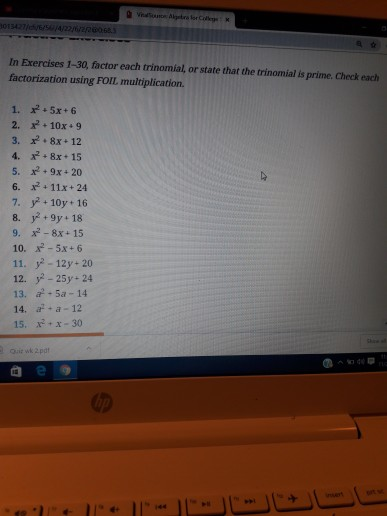 Solved In Exercises 1 30 Factor Each Trinomial Or State 
