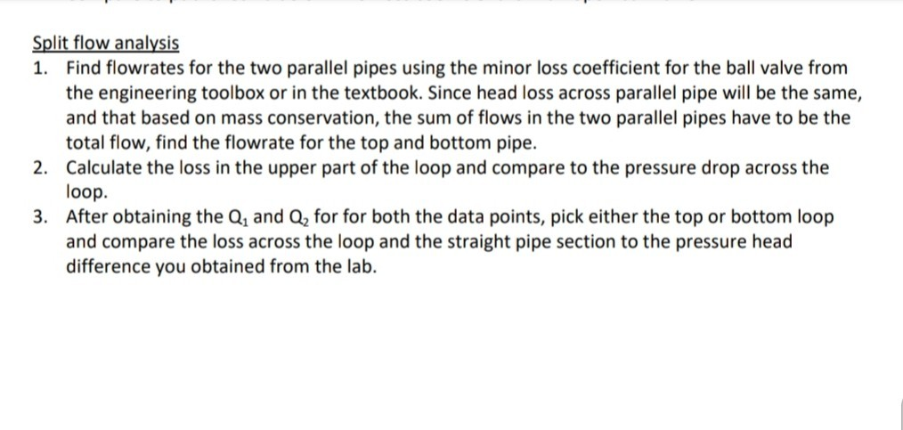 Split flow analysis 1. Find flowrates for the two | Chegg.com