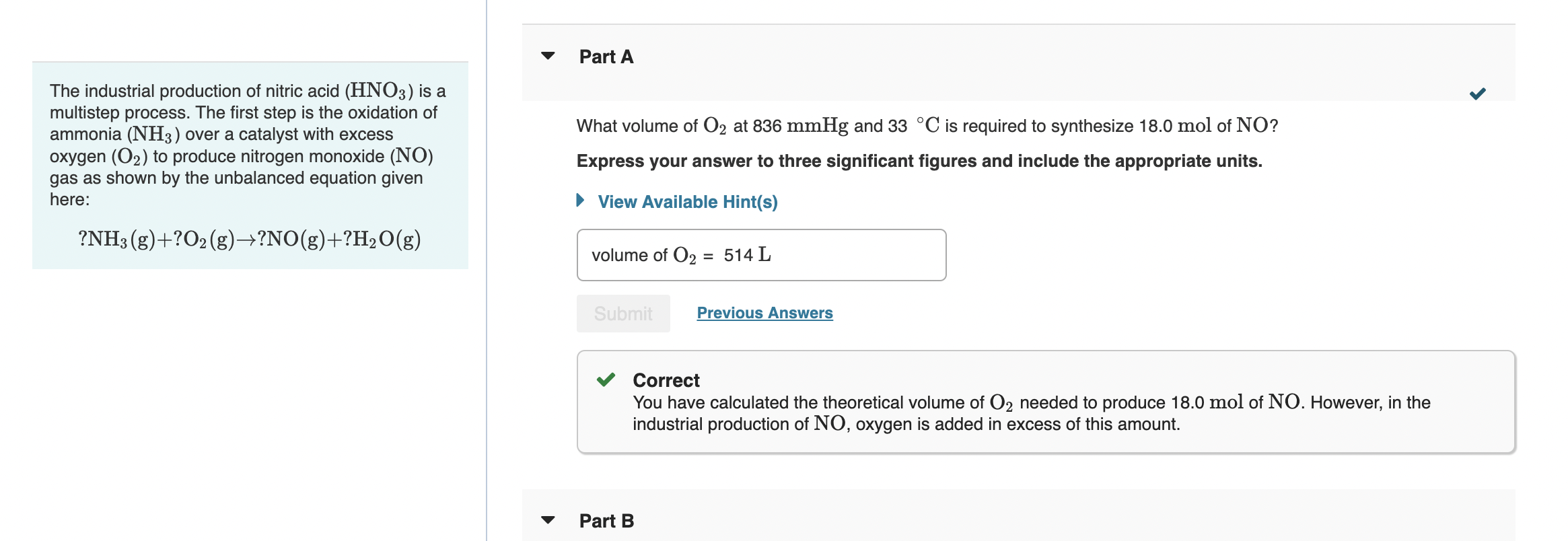 Solved The industrial production of nitric acid (HNO3) is a | Chegg.com