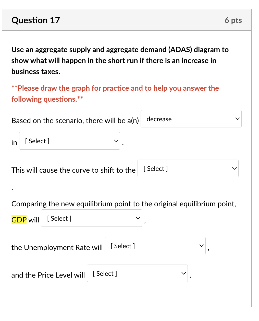 Solved Possible Answers: 1. Increase / Decrease 2. AD / | Chegg.com