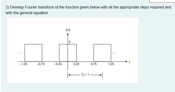 Solved 2) Develop Fourier transform of the function given | Chegg.com