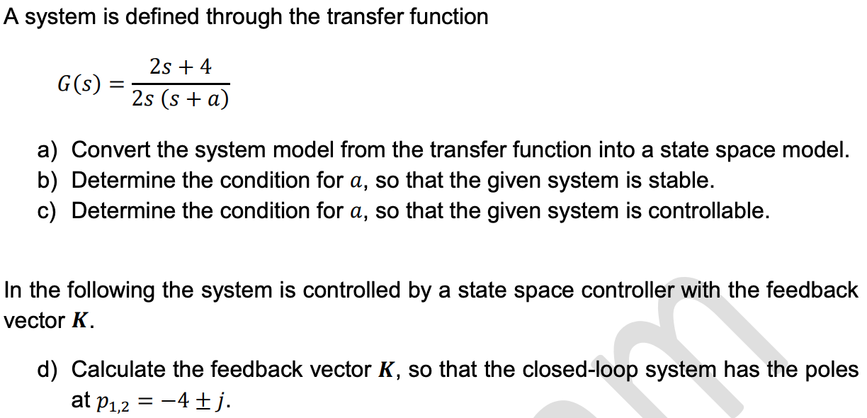 Solved A system is defined through the transfer function | Chegg.com