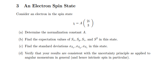 Solved 3 An Electron Spin State Consider An Electron In The
