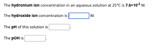 Solved The hydroxide ion concentration is M. The pH of this | Chegg.com