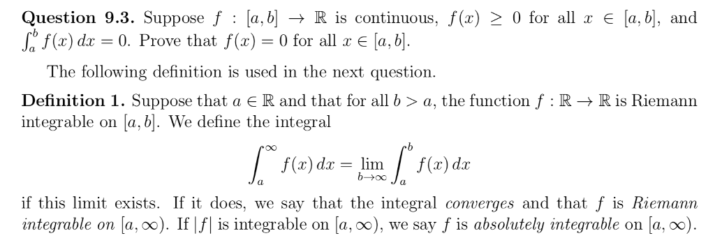 Solved Question 9.3. Suppose f [a, b -> R is continuous, | Chegg.com