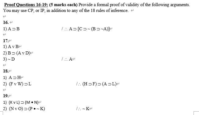 Proof Questions 16-19: (5 marks each) Provide a | Chegg.com