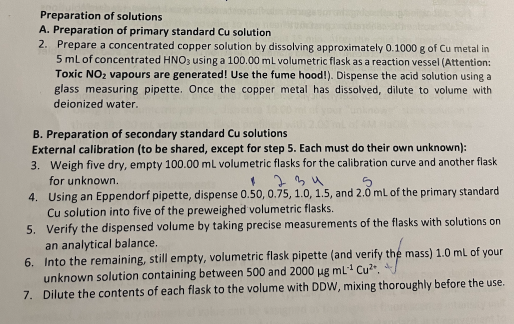 Solved Preparation of solutions A. Preparation of primary | Chegg.com