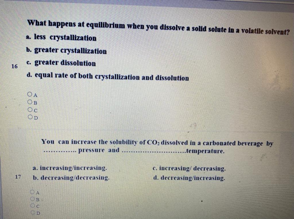 Solved What happens at equilibrium when you dissolve a solid | Chegg.com
