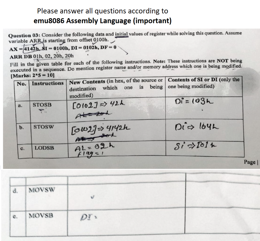 Solved Question 03: Consider the following data and initial | Chegg.com