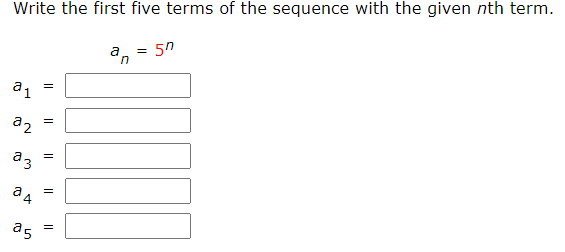 Solved Write the first five terms of the sequence with the | Chegg.com
