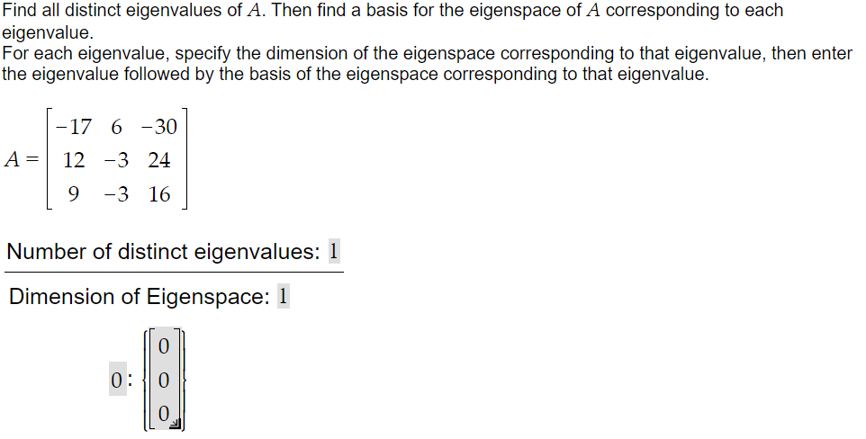 Solved Find all distinct eigenvalues of A. Then find a basis | Chegg.com