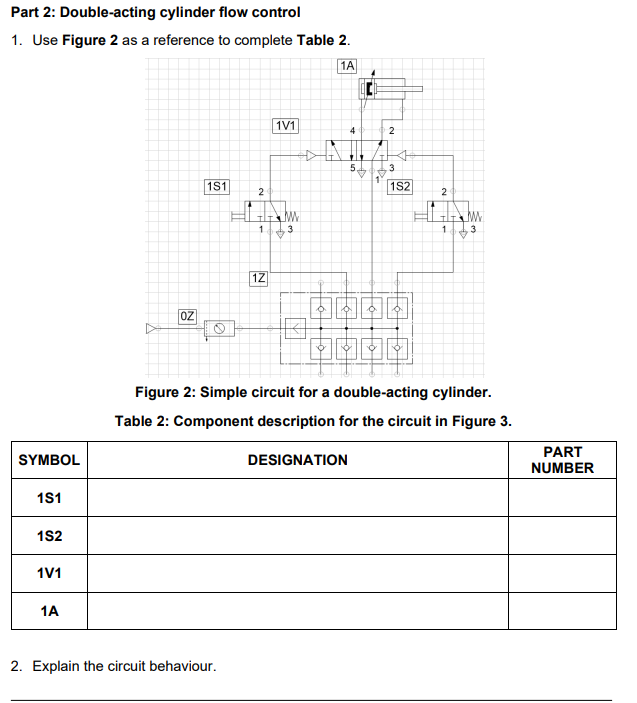 Solved Part 2: Double-acting cylinder flow control 1. Use | Chegg.com