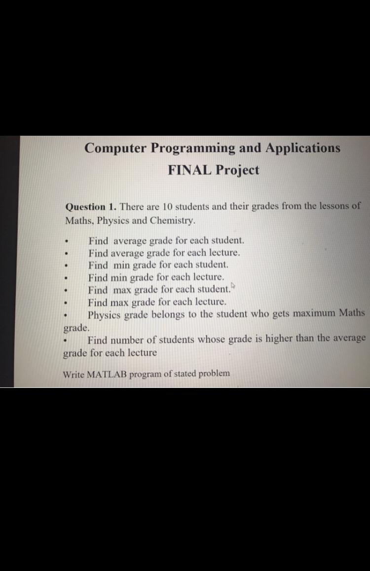Solved Computer Programming and Applications FINAL Project . | Chegg.com
