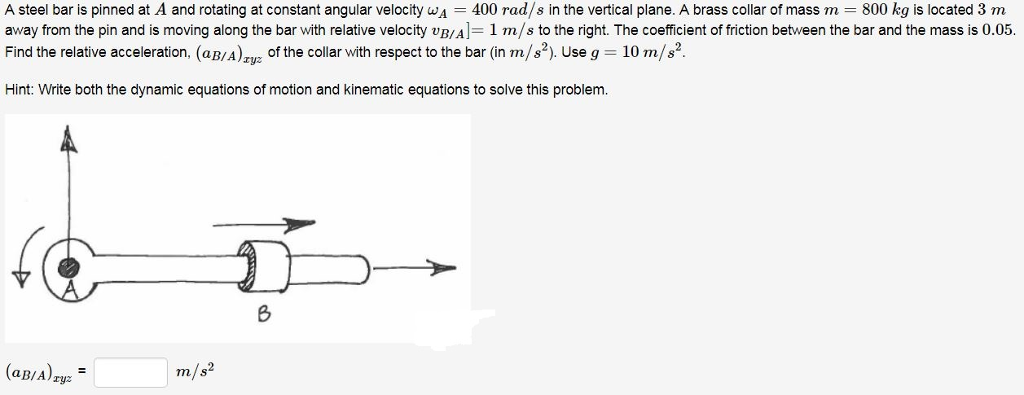 Solved A steel bar is pinned at A and rotating at constant | Chegg.com