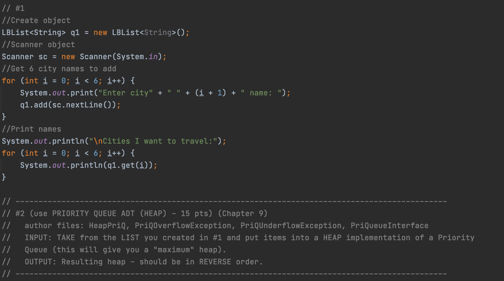 import java.util.*; // ArrayList, Comparator public | Chegg.com