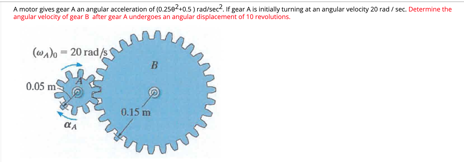 Solved A motor gives gear A an angular acceleration of | Chegg.com
