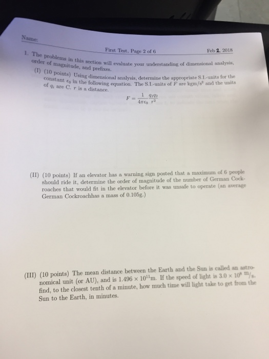 Solved Name First Test, Page 2 of 6 Feb 2, 2018 in this | Chegg.com