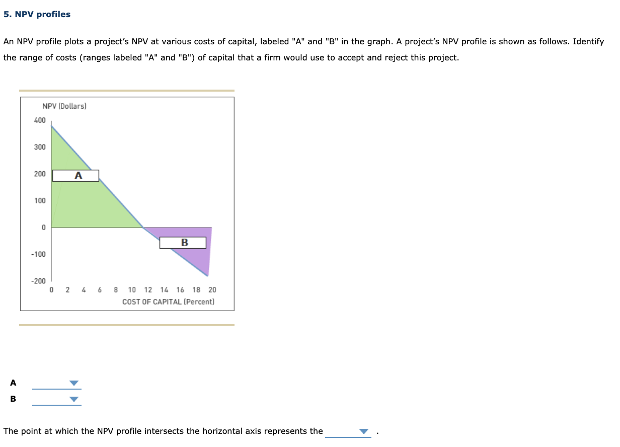 Solved 5. NPV profiles An NPV profile plots a project's NPV | Chegg.com