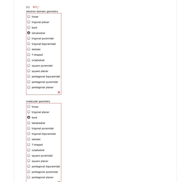 Solved Determine The Electron Domain Geometry And Molecular 4001
